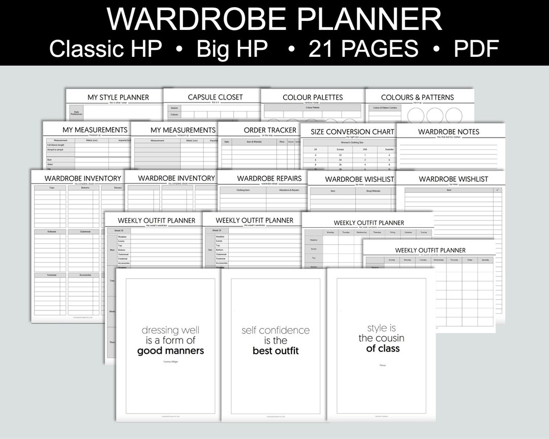 Wardrobe Planner Printable, Fashion Planner, Outfit Planner Printable ...