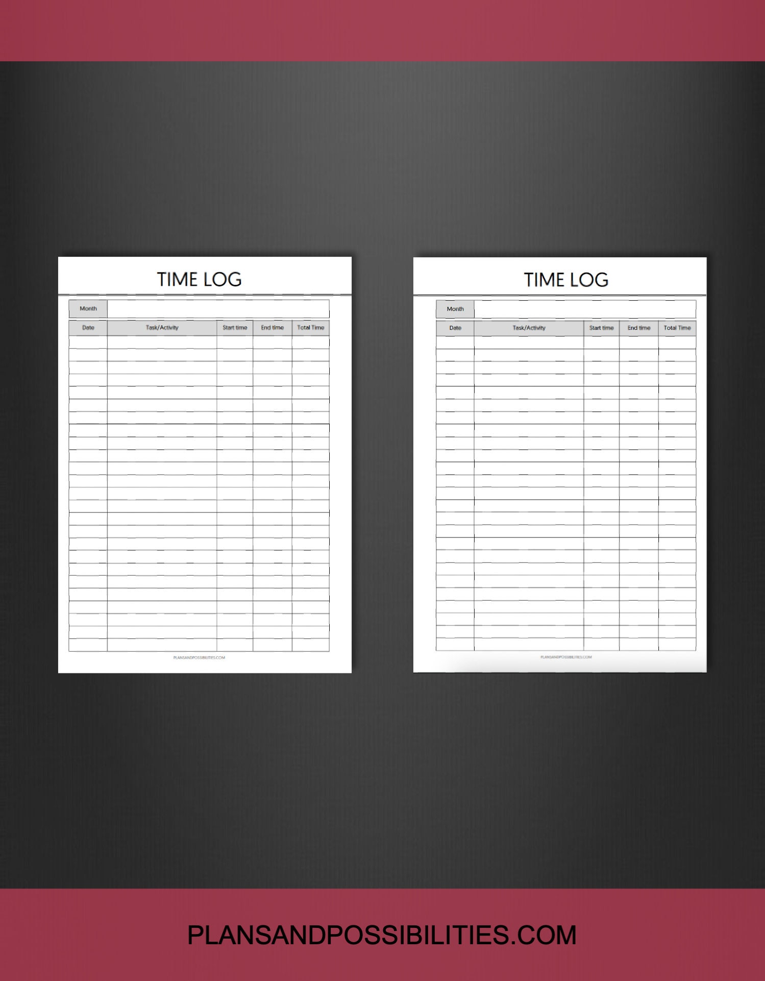 Time Log Printable Page, Time Tracker Record, Time Keeping Insert, Time ...