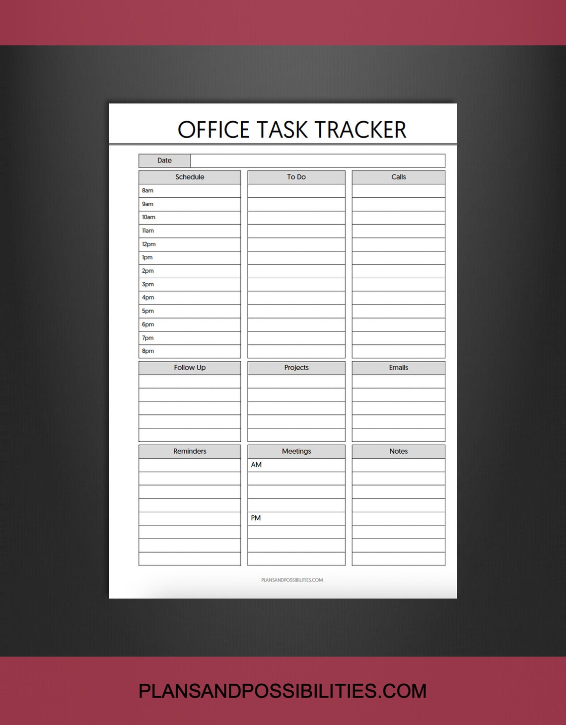 Office Task Tracker, Work Task Printable Planner, Work to Do Task List ...