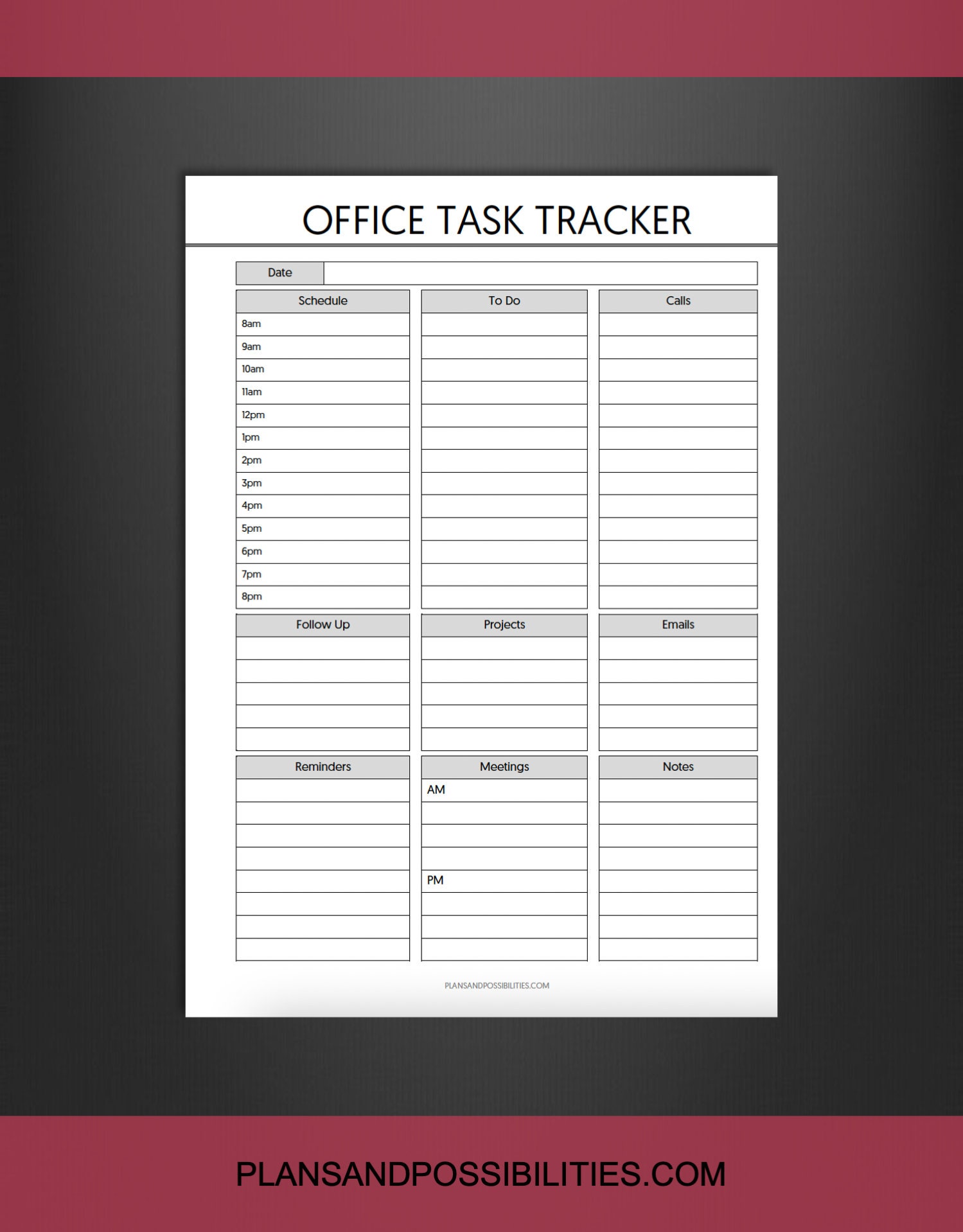 Office Task Tracker, Work Task Printable Planner, Work to Do Task List ...
