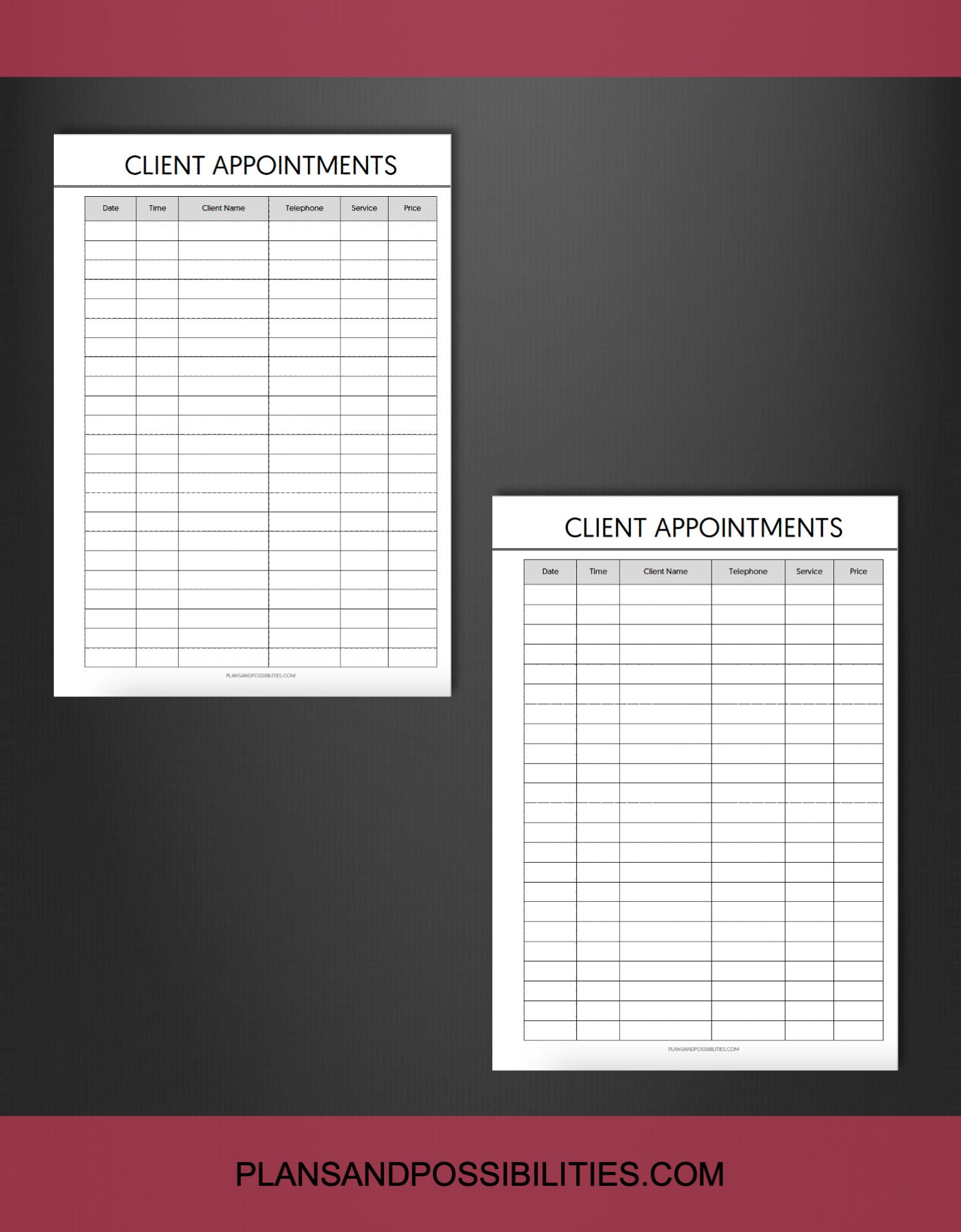 Client Appointment, Business Appointment Tracker, Nail Tech ...