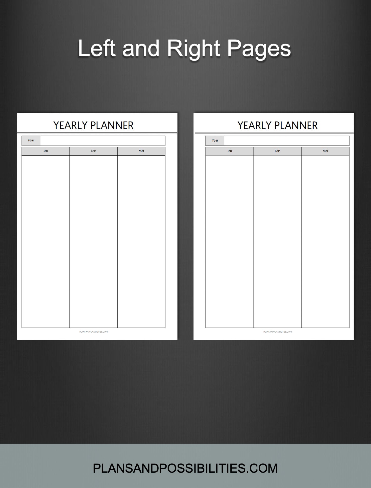Yearly Overview Vertical, Yearly Calendar on Two Pages Printable ...