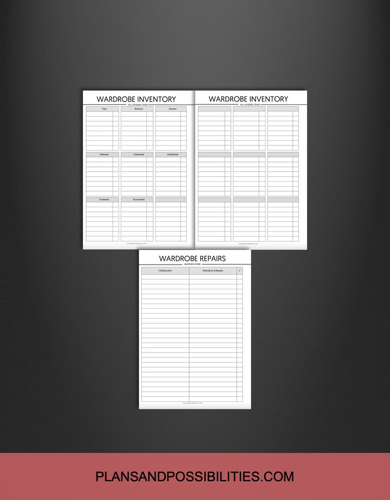 Wardrobe Planner Printable Fashion Planner Outfit Planner - Etsy