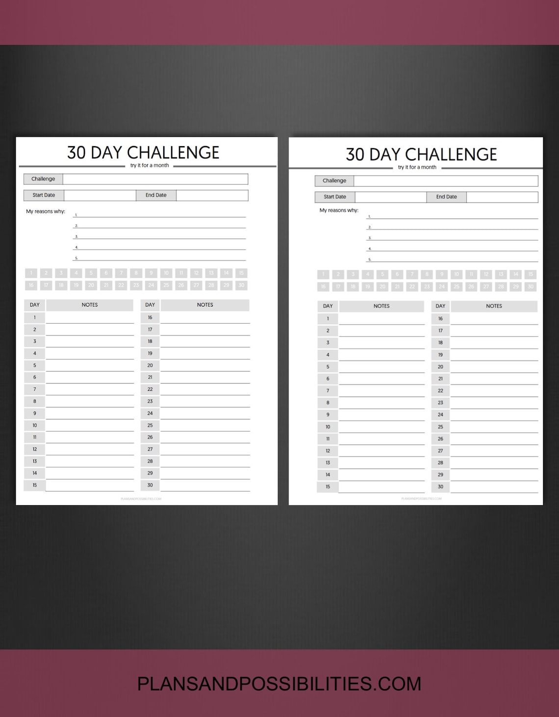 30 Day Tracker, Habit Planner, Progress Tracker, Monthly Habit Planner ...