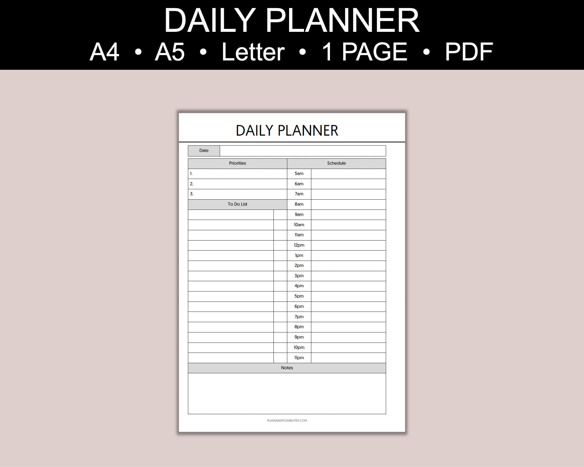 Priority Planner, Daily Checklist, Daily Schedule Planner, Daily ...
