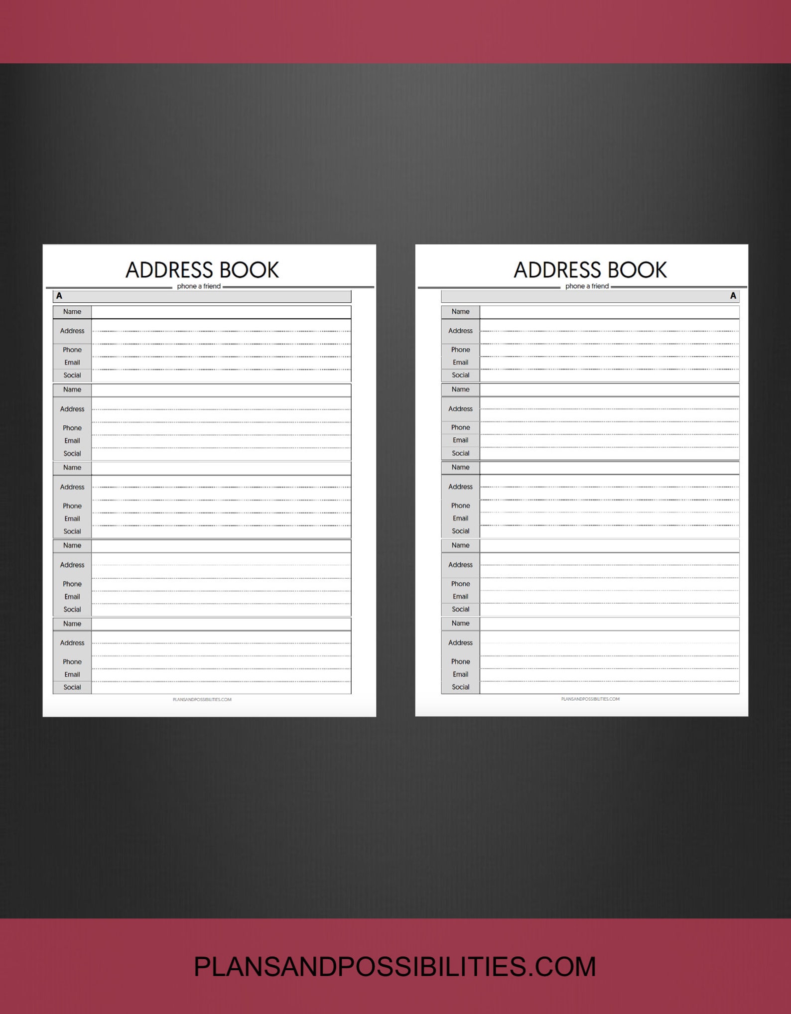 Contact List, Printable Address Book Printable, My Contacts, Printable ...