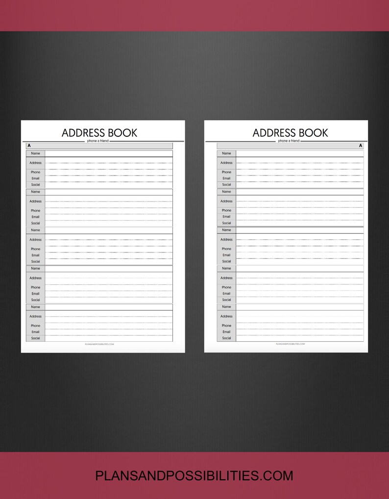 Contact List, Printable Address Book Printable, My Contacts, Printable ...