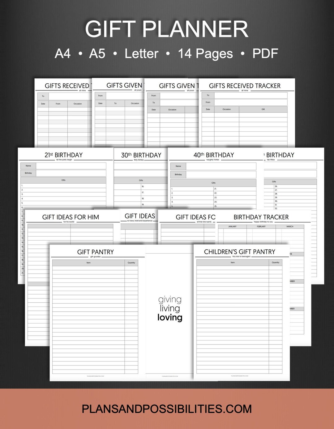 Printable Gift Tracker, Wedding Gift Tracker Wedding Gift Log Book ...