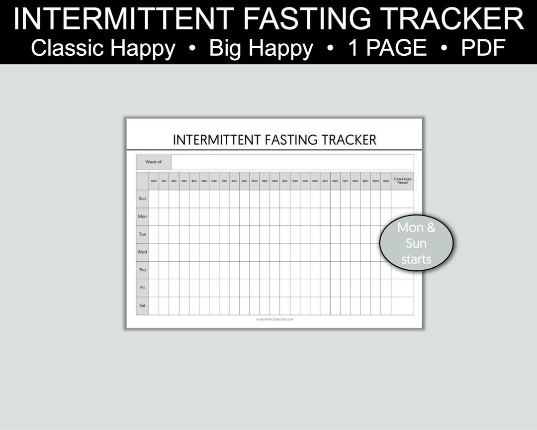 Intermittent Fasting Tracker Printable, Health Tracker, Weekly Fasting ...