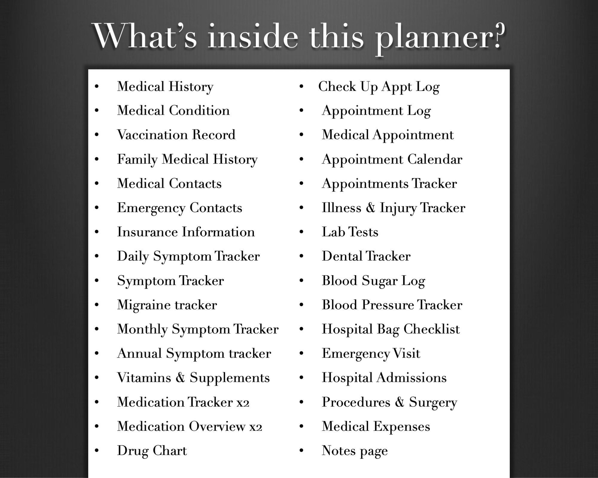Medical Planner Printable, Blood Pressure Log, Hospital Visits ...