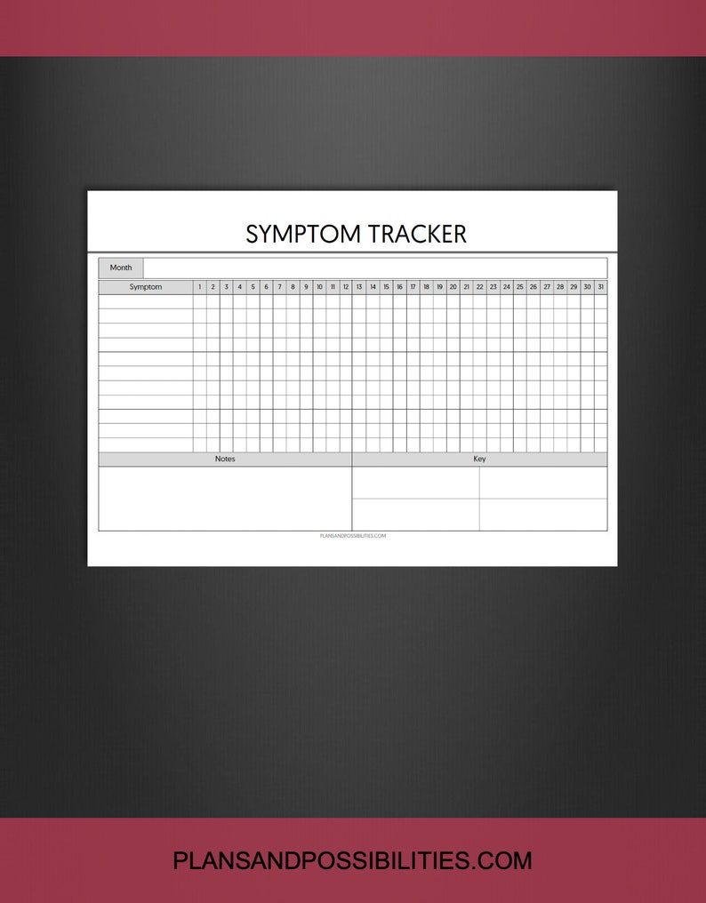 Symptom Tracker Printable, Health Care Planner Record, Chronic Illness ...