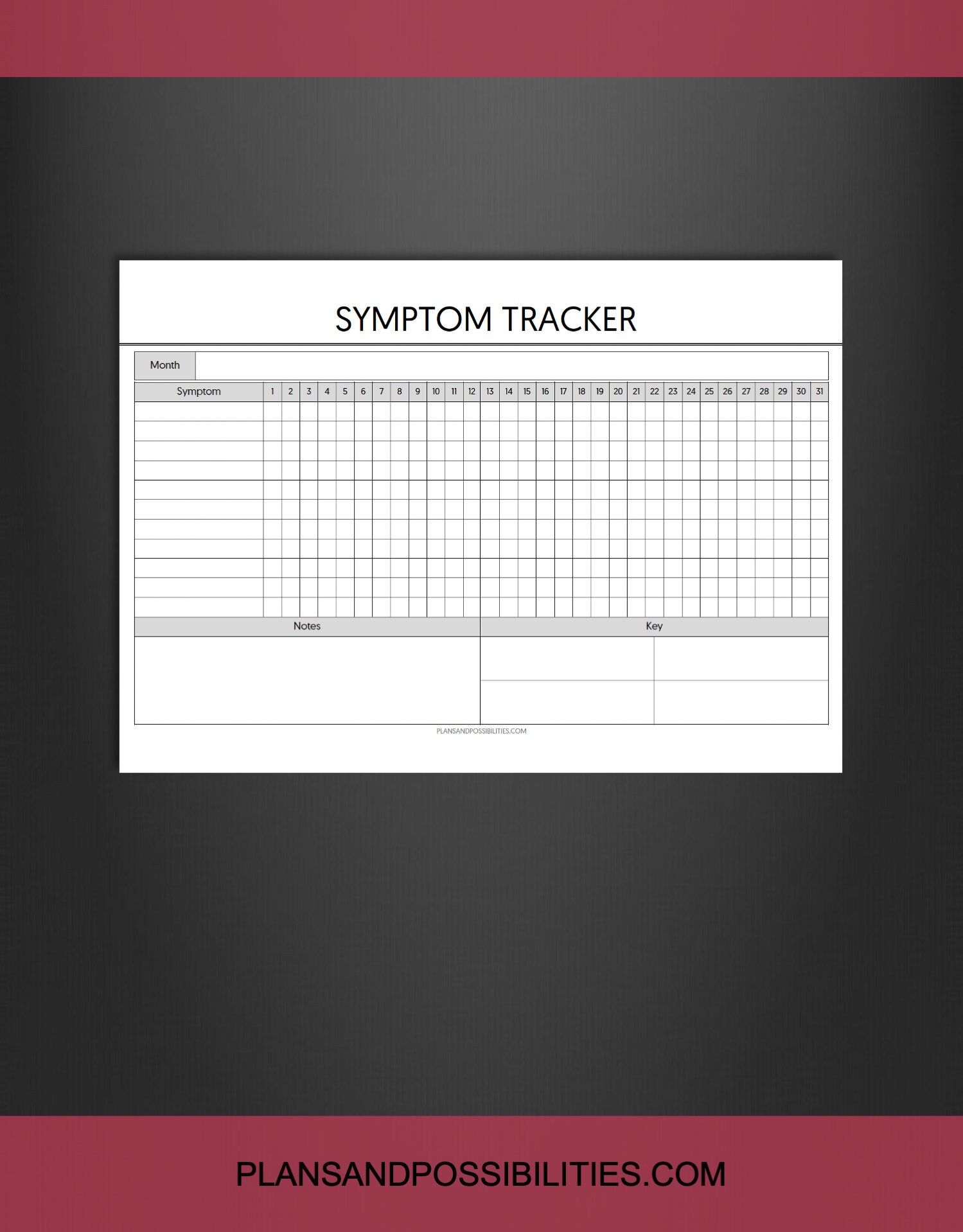 Symptom Tracker Printable, Health Care Planner Record, Chronic Illness ...