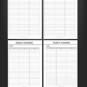 Two Pages Yearly Planner Printable, Minimalist Annual Planner, 2 Page ...