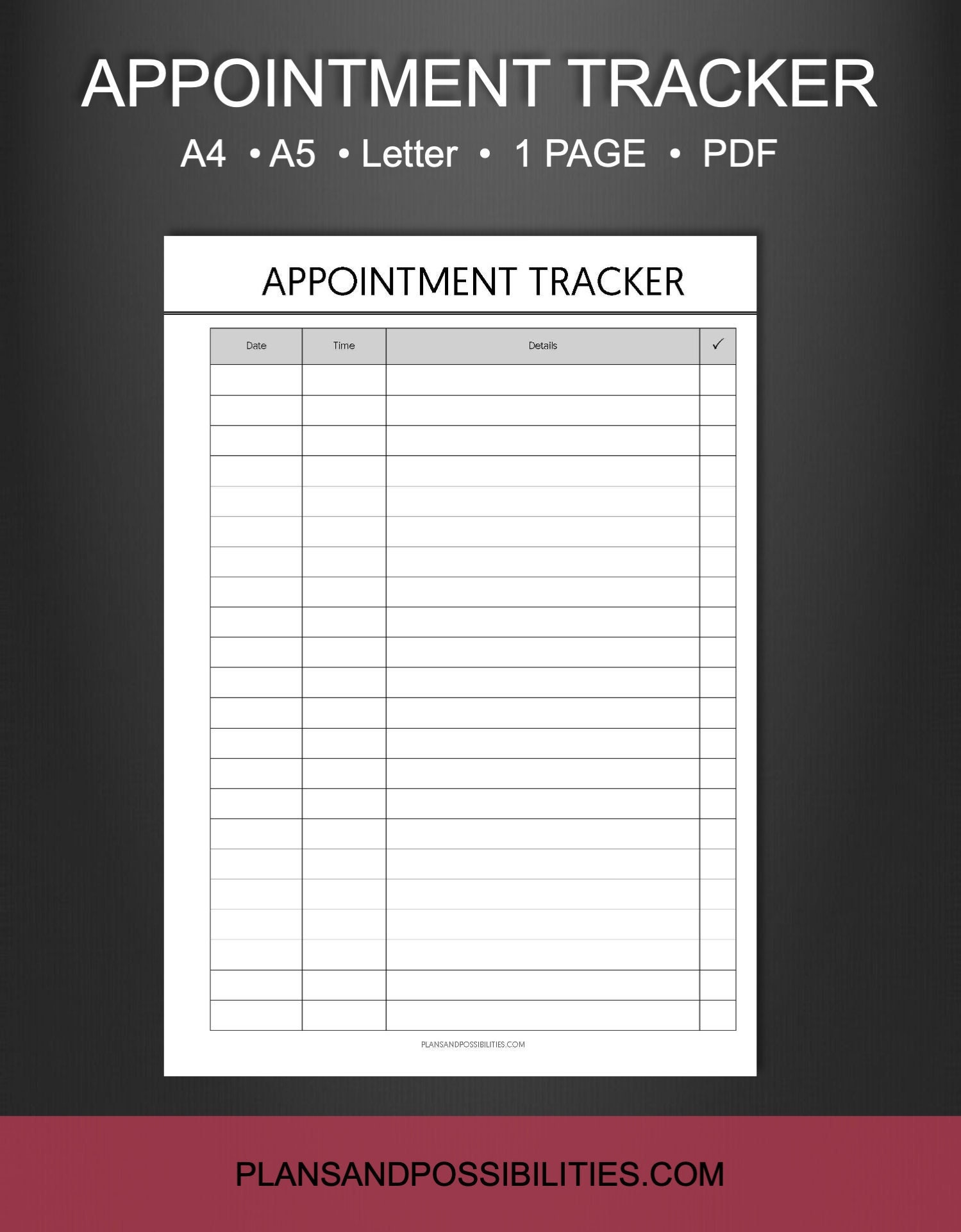 Appointment Tracker Printable, Client Appointment, Salon Appointment ...