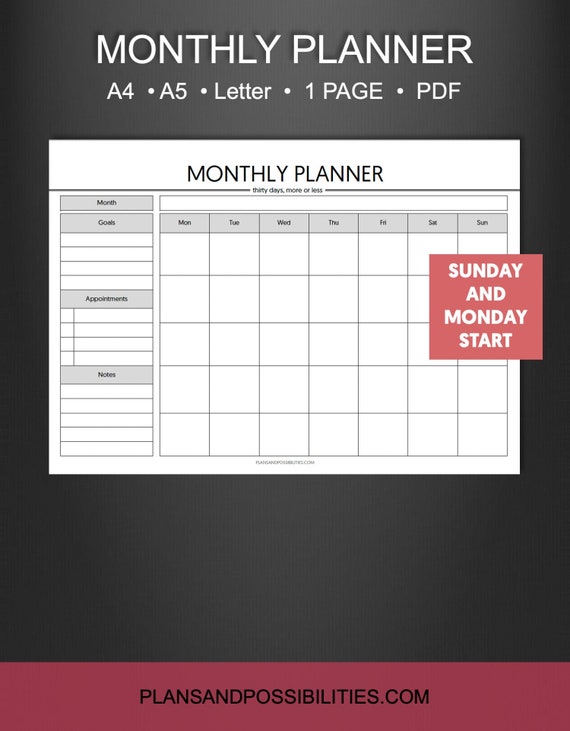 Monthly Overview Planner Printable Monthly Task List Planner - Etsy