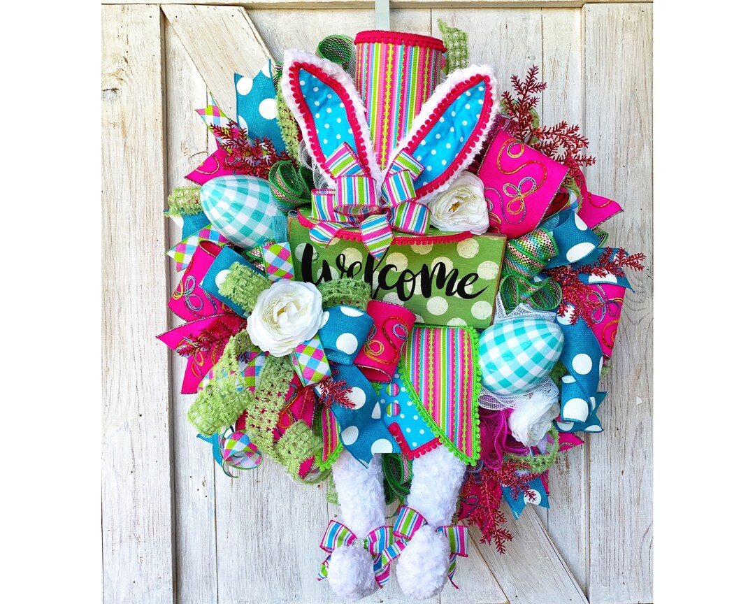 Easter Wreaths for Front Door, Mad Hatter Easter Wreath, Mad Hatter ...