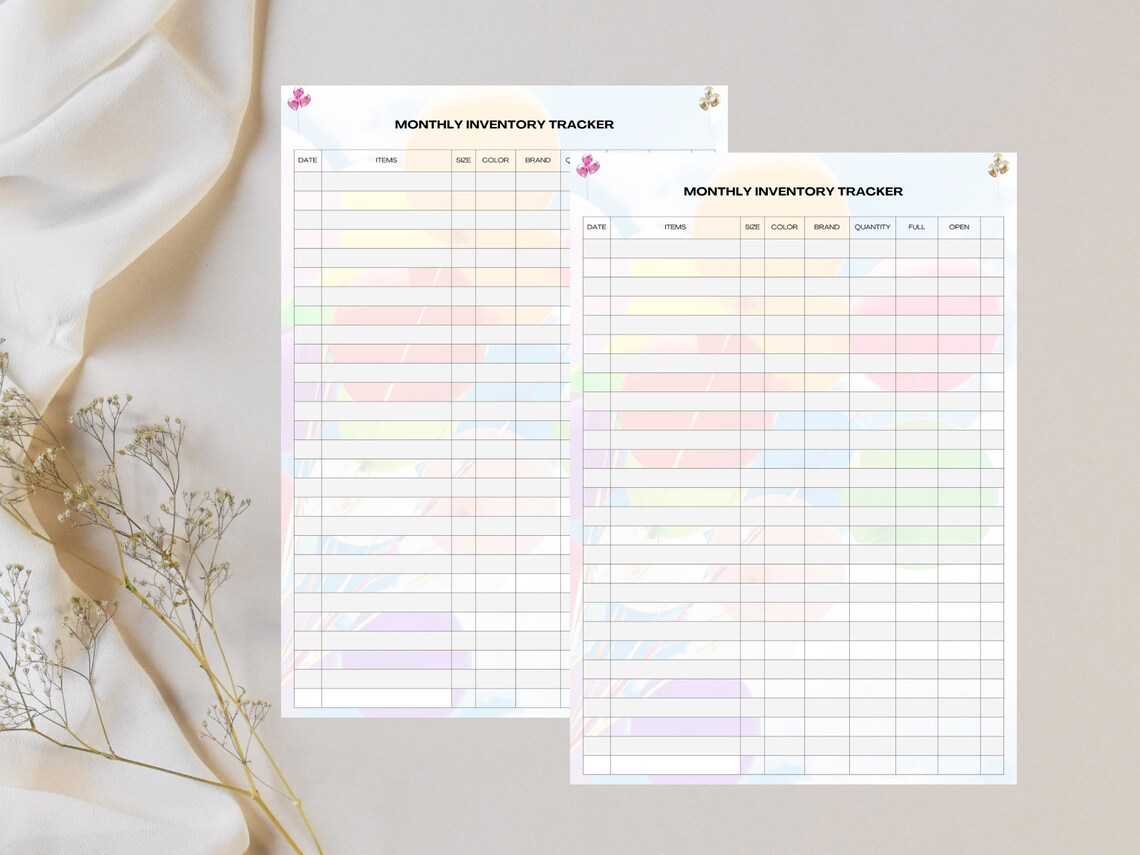 BALLOON INVENTORY TRACKER Template, Balloon Invoice, Event Decor ...