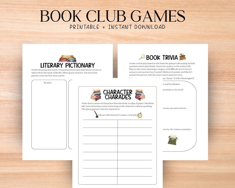 Book Club Game Ideas| Book Club Activities| Reading Group Activity| PDF ...
