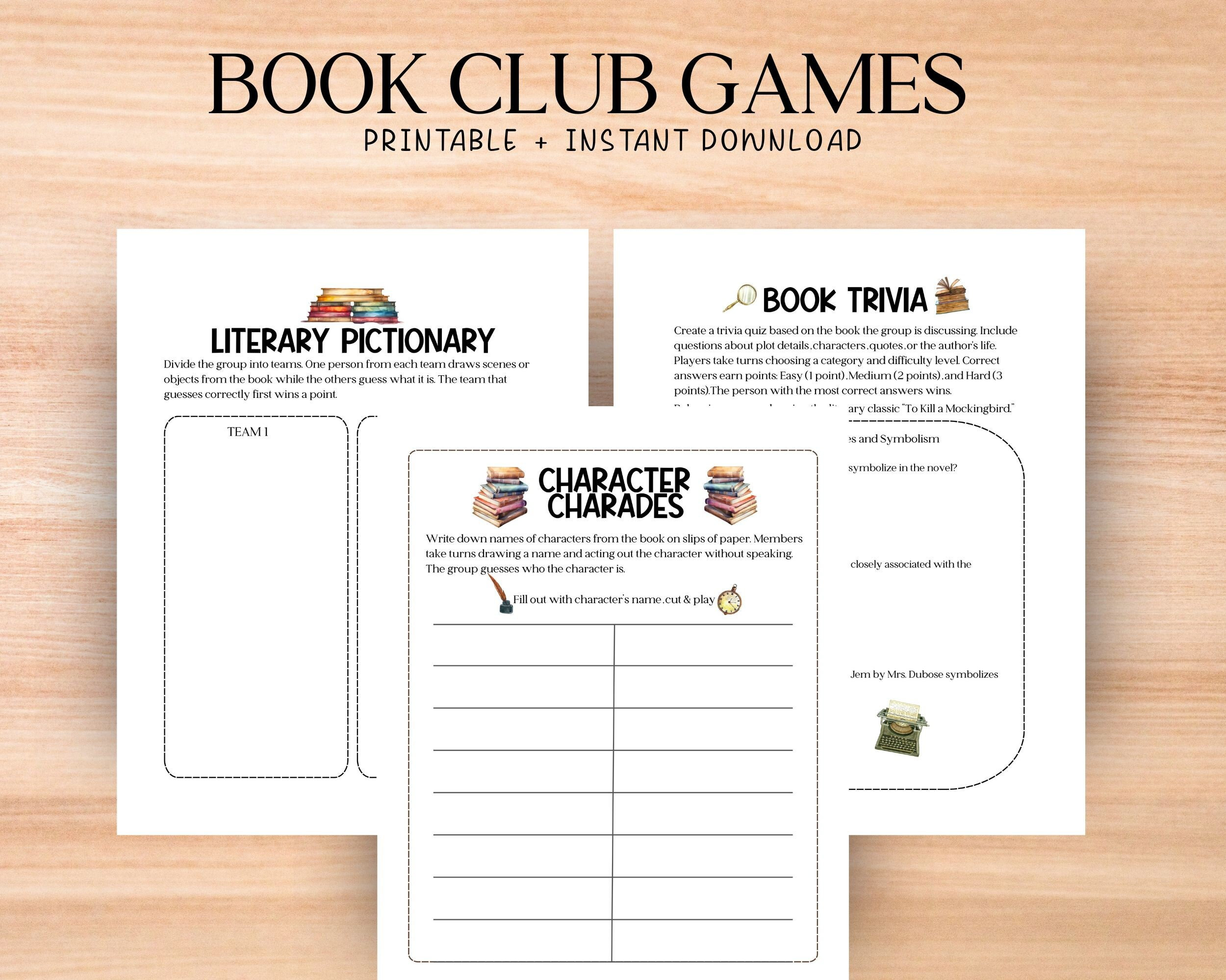 Book Club Game Ideas| Book Club Activities| Reading Group Activity| PDF ...