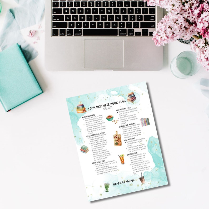 Book Club Checklist & Planning Guide | Meeting Organizer | U.S. Letter ...