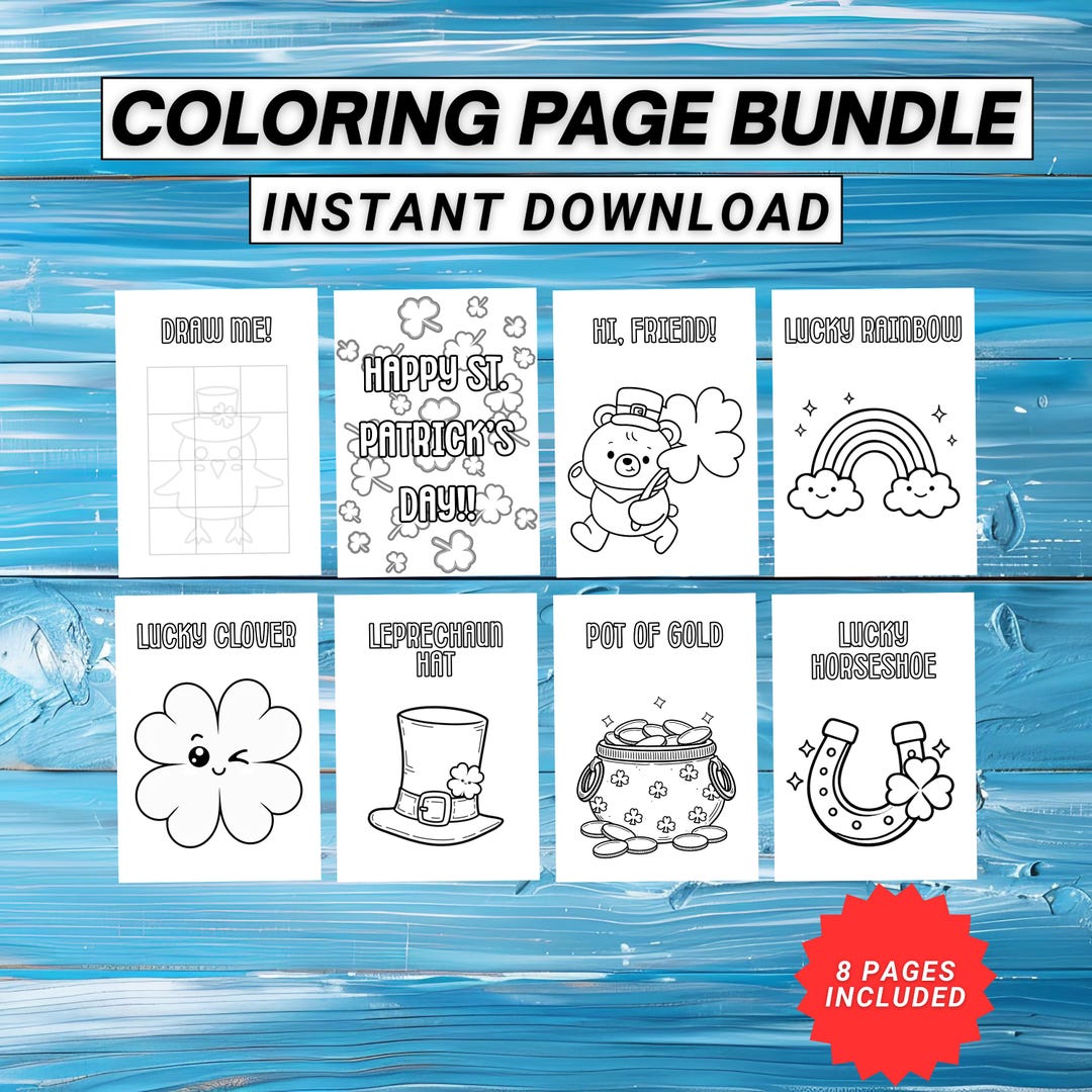 St Patricks Day Coloring Page Bundle|activity Sheets| Instant Download ...