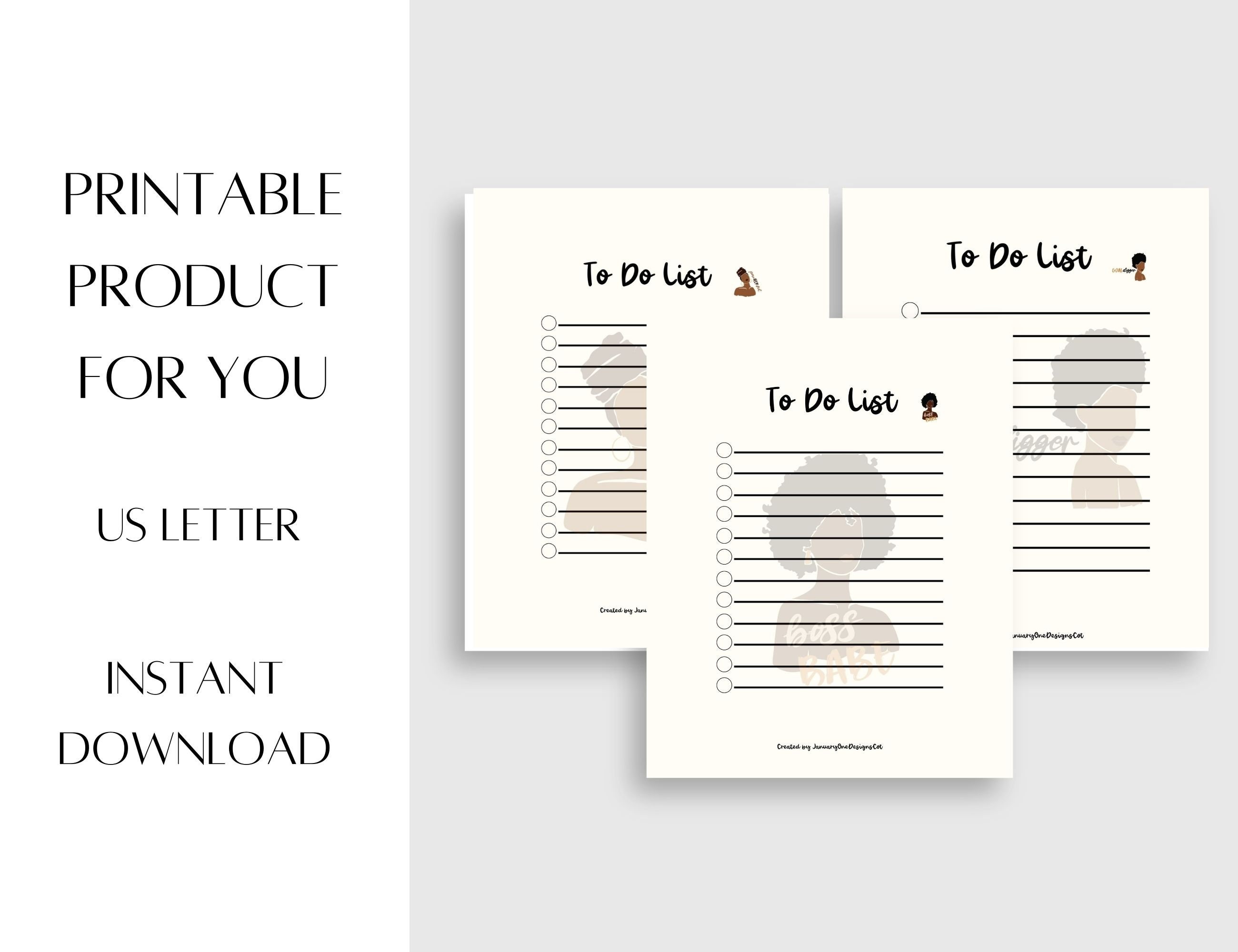 To-do List Printable Bundle, US Letter, PDF Download, Lined - Etsy