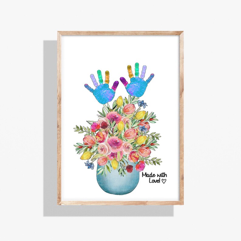 Mothers Day Handprint Craft, Watercolor Bouquet, Colorful Kids Art, DIY ...