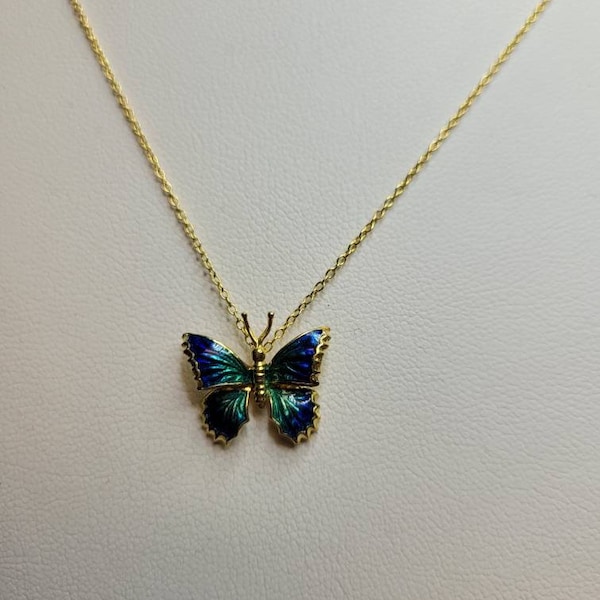 Enamel Butterfly Necklace - Etsy