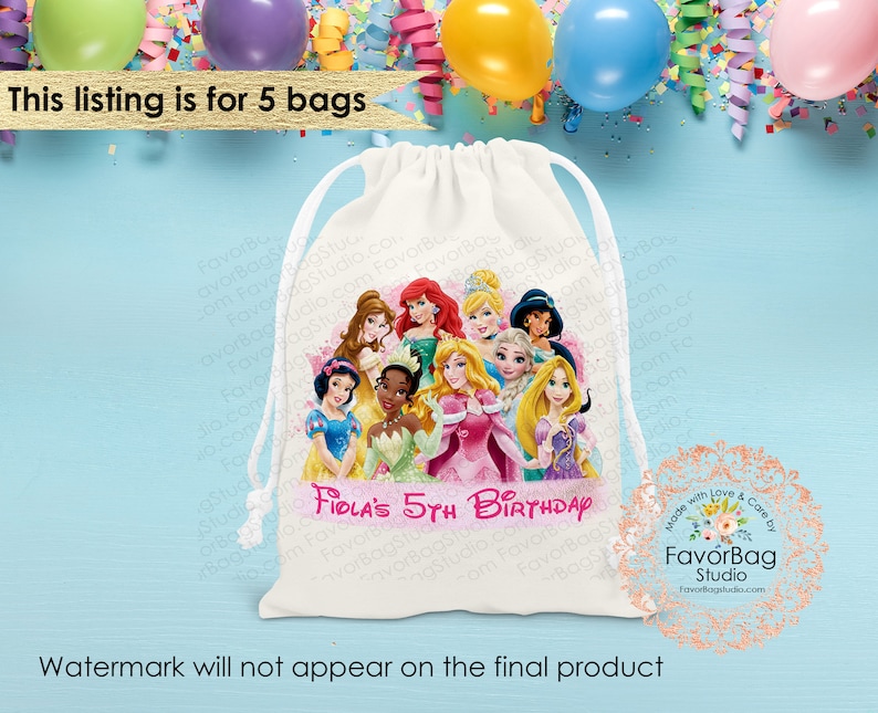 Princess Favor Bags-birthday Favor Bags-disney Princess Party-kids ...