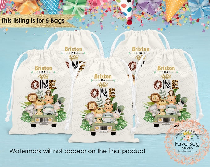Wild One Favor Bags- First Birthday Favor Bags-safari Favor Bags-kids ...