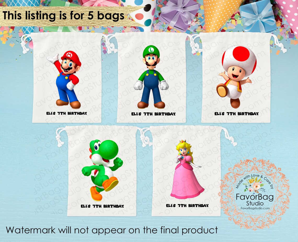 Super Mario Favor Bags-kids Favor Bags-super Mario Birthday - Etsy