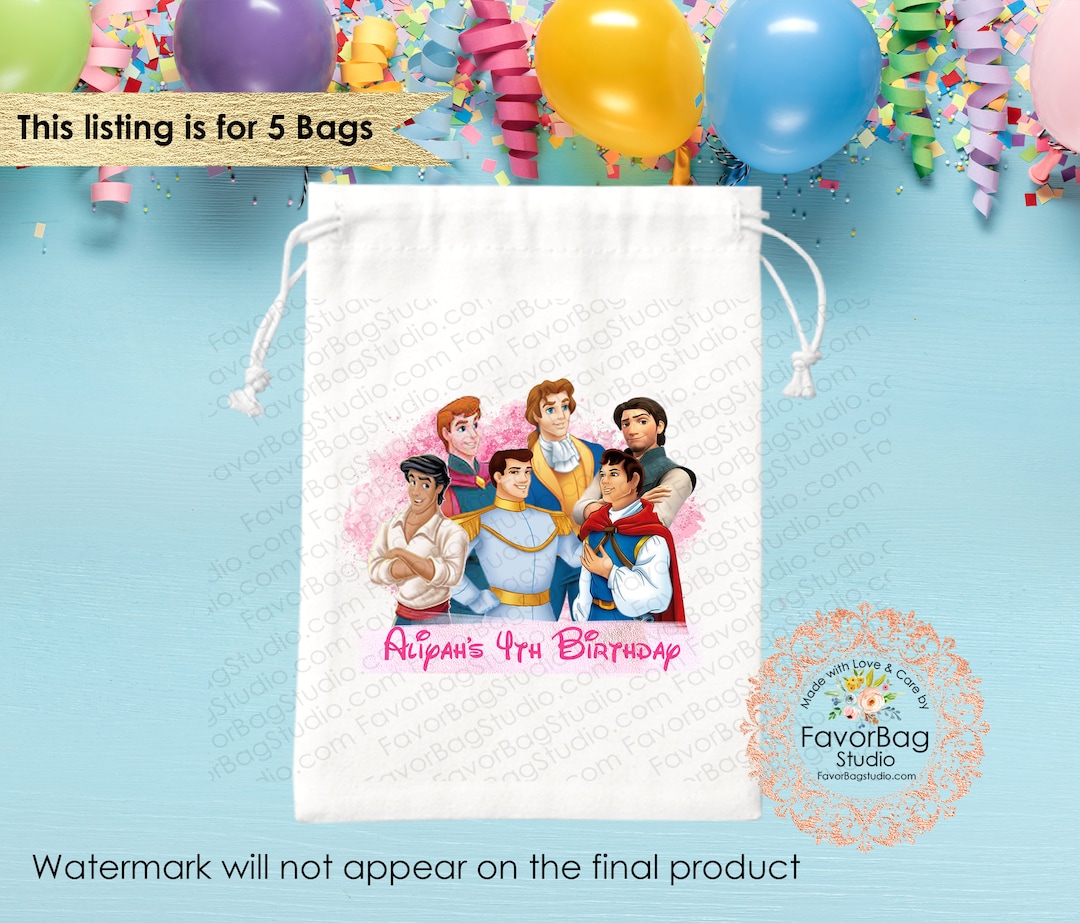 Prince Favor Bags-birthday Favor Bags-disney Prince Party-kids Birthday ...