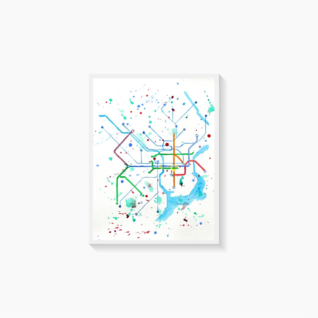Philadelphia Art Print SEPTA Transit Map Watercolor Artwork - Etsy