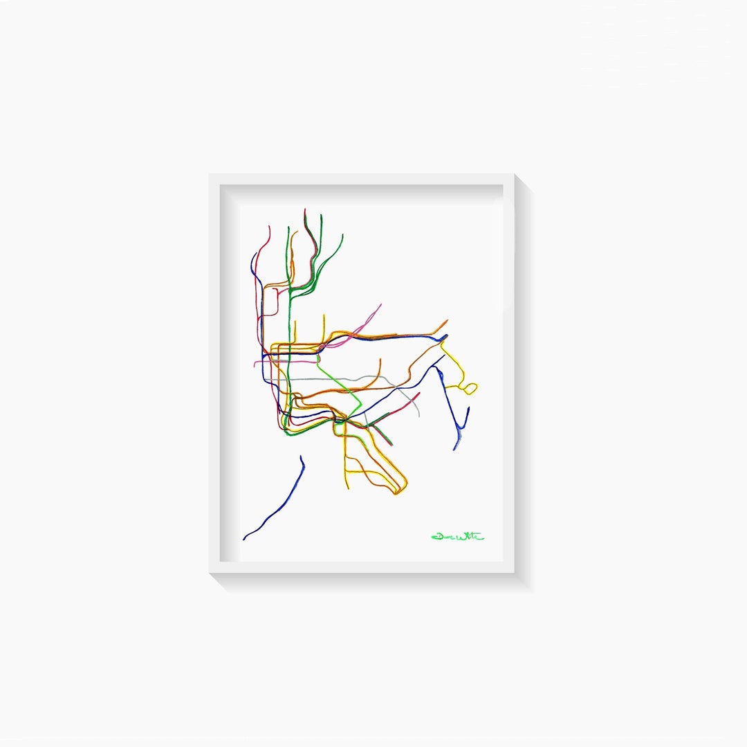 NYC Subway Map Art Print New York City Watercolor Artwork - Etsy