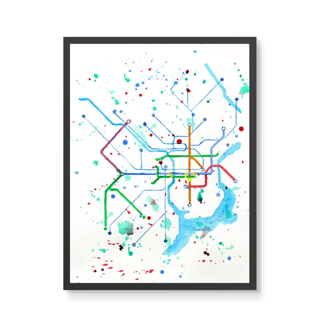 Philadelphia Art Print SEPTA Transit Map Watercolor Artwork - Etsy
