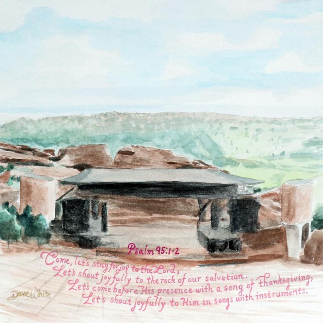 Red Rocks Amphitheatre Painting Christian Wall Art Psalm 95 1-2 - Etsy