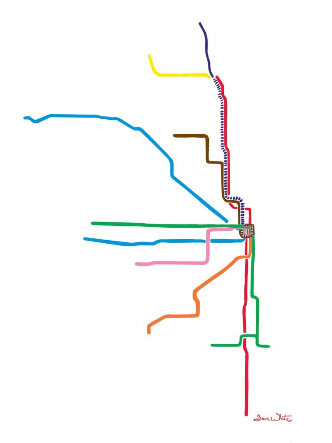 Chicago L Train Map Art Print Watercolor Painting - Etsy