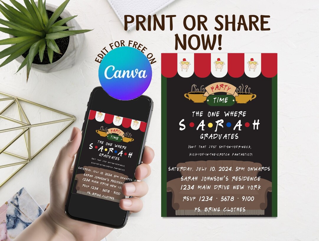 Editable /for Friends / TV Show Graduation Invitation / Bachelorette ...