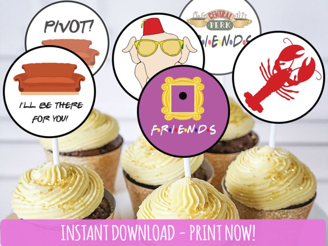 Friends TV Show Bridal Shower, Friends Cupcake Toppers, Central Perk ...