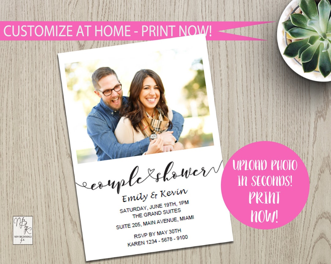 EDITABLE Couple's Shower Photo Invitation Printable Couple Shower ...