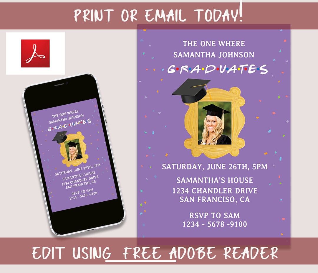 Editable / Friends / TV Show / Invitation / Theme / Graduation / Tv ...