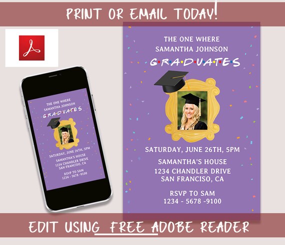 Editable / Friends / TV Show / Invitation / Theme / Graduation - Etsy