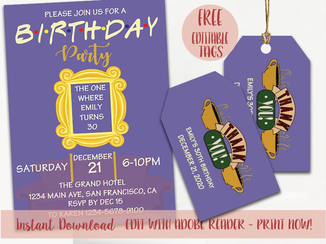 Friends TV Show Birthday Invitation / Bachelorette /party/ Friends ...