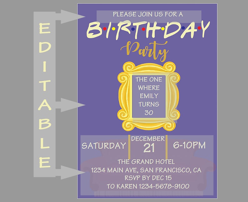Friends TV Show Birthday Invitation / Bachelorette /party/ - Etsy