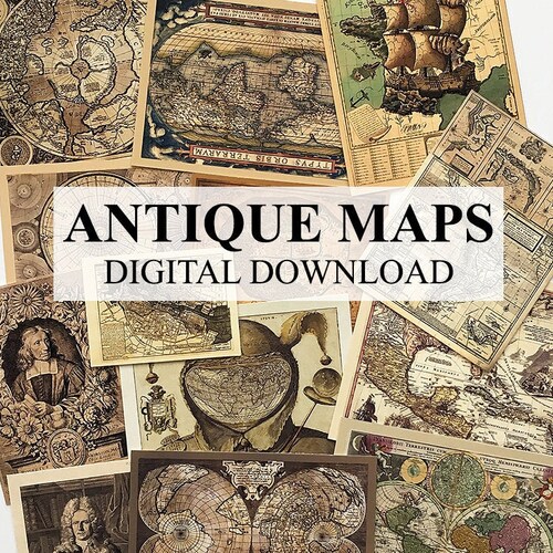 Accessories Instant Printable Pictures Dollhouse Miniature Vintage Maps ...