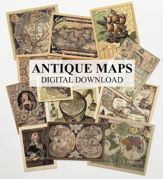 Accessories Instant Printable Pictures Dollhouse Miniature Vintage Maps ...