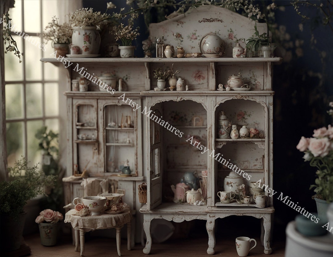 Dollhouse Wallpaper Miniatures Photography Backdrop 1:12 Scale Shabby ...