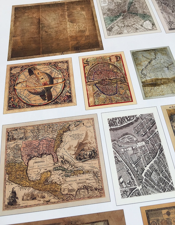 Accessories Instant Printable Pictures Dollhouse Miniature Vintage Maps ...