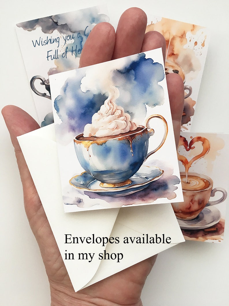 Mini Note Cards Gift Enclosures Coffee - 2.5" X 3" - Set of 4 Mini ...