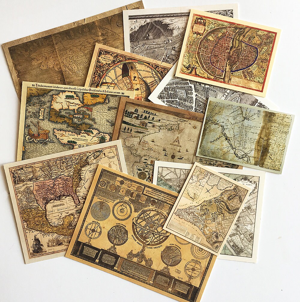 Dollhouse Miniature Antique Maps DIGITAL DOWNLOAD 1:12 and - Etsy